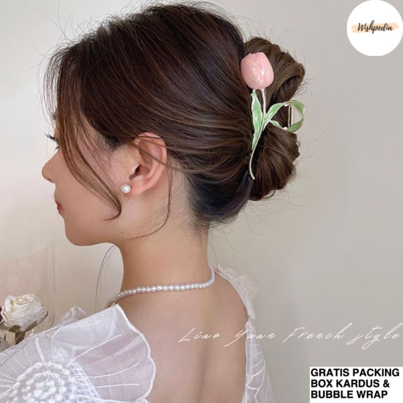 Jual tulip hair claw / jepitan besi / jedai bunga / jepit rambut korea ...