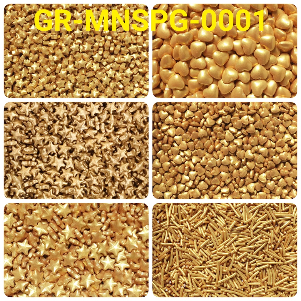 Jual GR-MNSPG-0001 Sprinkles trimit springkel 10gr hati bintang gold ...