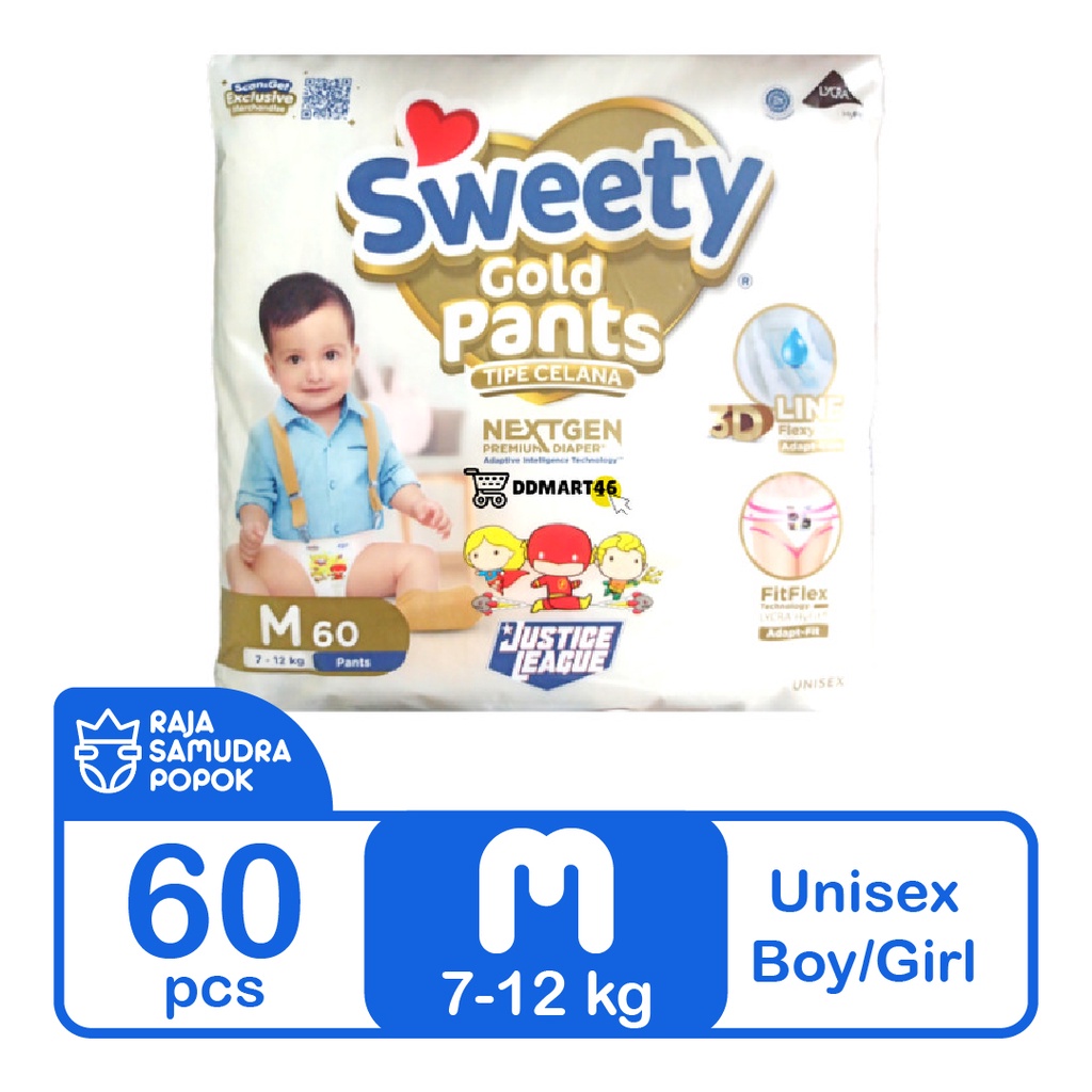 Jual SWEETY GOLD PANTS ( NB52 Tape, S50 Tape, S66, M60, L54, XL44 ...