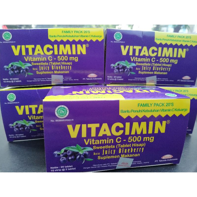 Jual Vitacimin family pack isi 20 tablet rasa blueberry vitamin C 500 ...