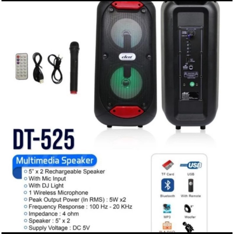 Jual Speaker portable Dat Dt 525 Speaker Aktif 5 inch Double Original ...