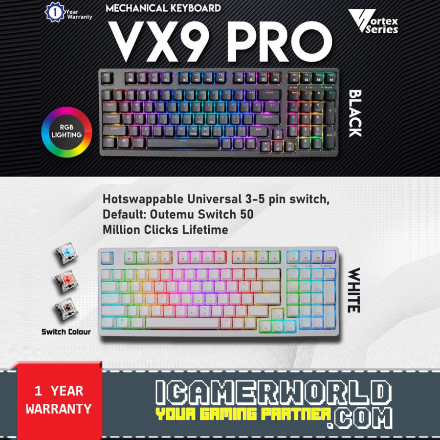 Jual VortexSeries VX9 PRO RGB Hotswapable Mechanical Gaming Keyboard | Shopee Indonesia
