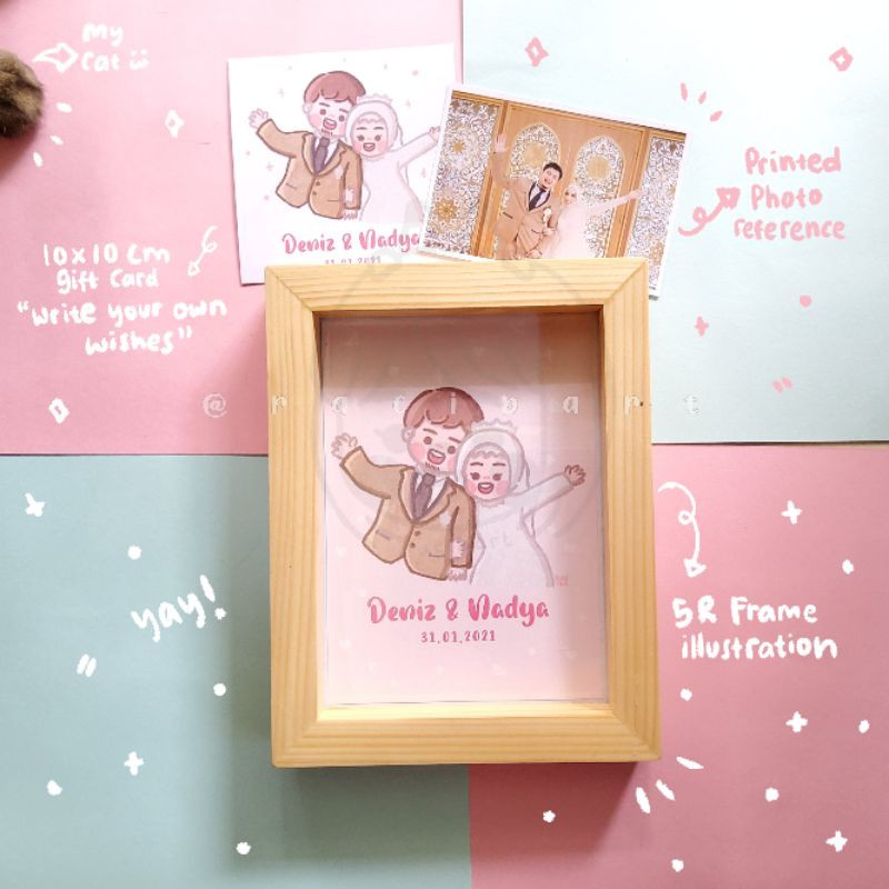 Jual Cetak ilustrasi 5R bingkai Kado hampers lebaran/wisuda/ultah ...