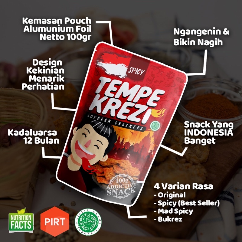 Jual Tempe Krezi Spicy keripik Tempe Pedas Gila Hot Renyah Snack UMKM ...
