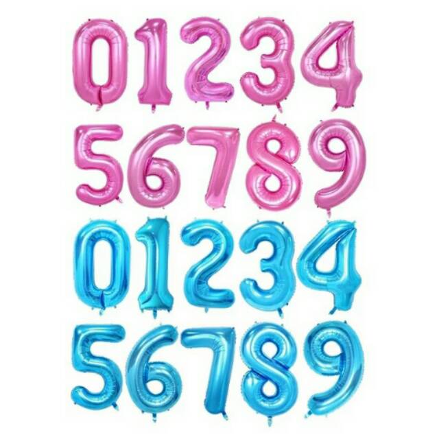 Jual Balon Angka Pink dan Biru Jumbo 100cm (Angka 0 biru kosong ...