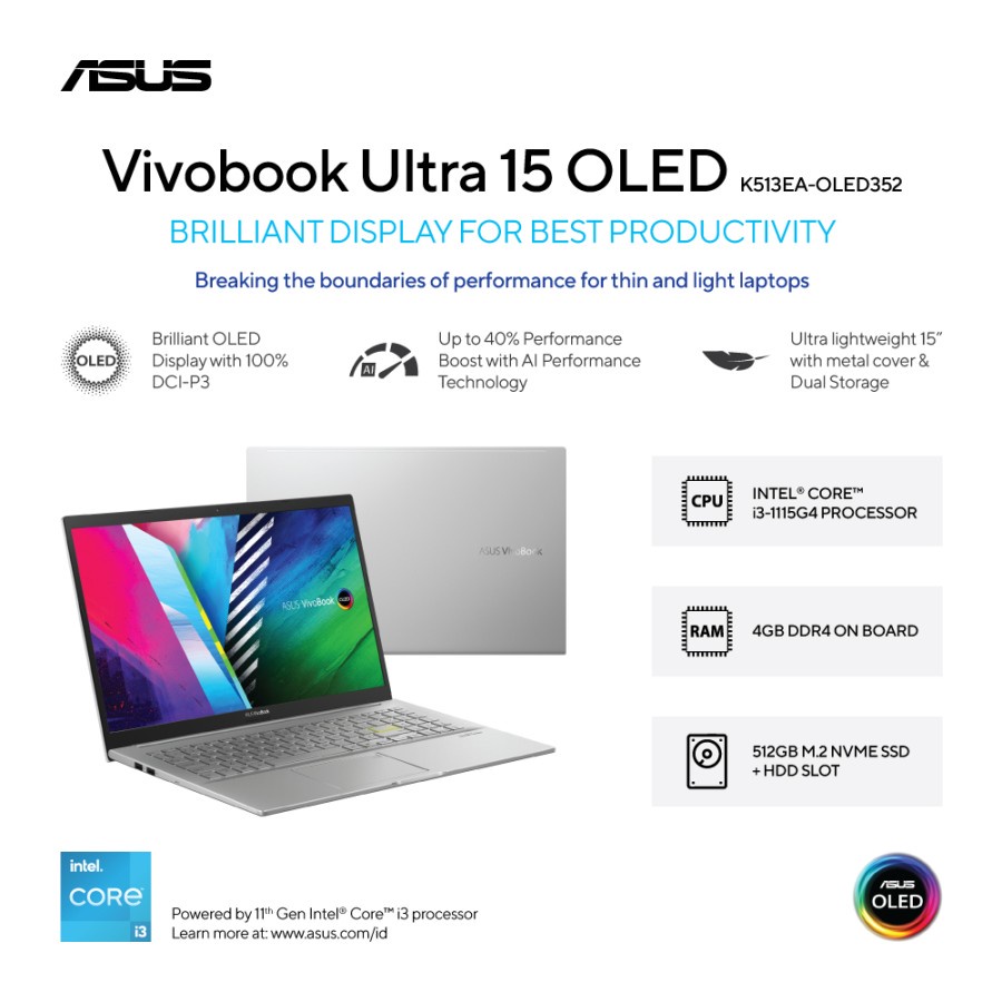 Jual Asus VivoBook 15 K513EA-OLED352 /Core i3-1115G4/4GB/512GB SSD ...