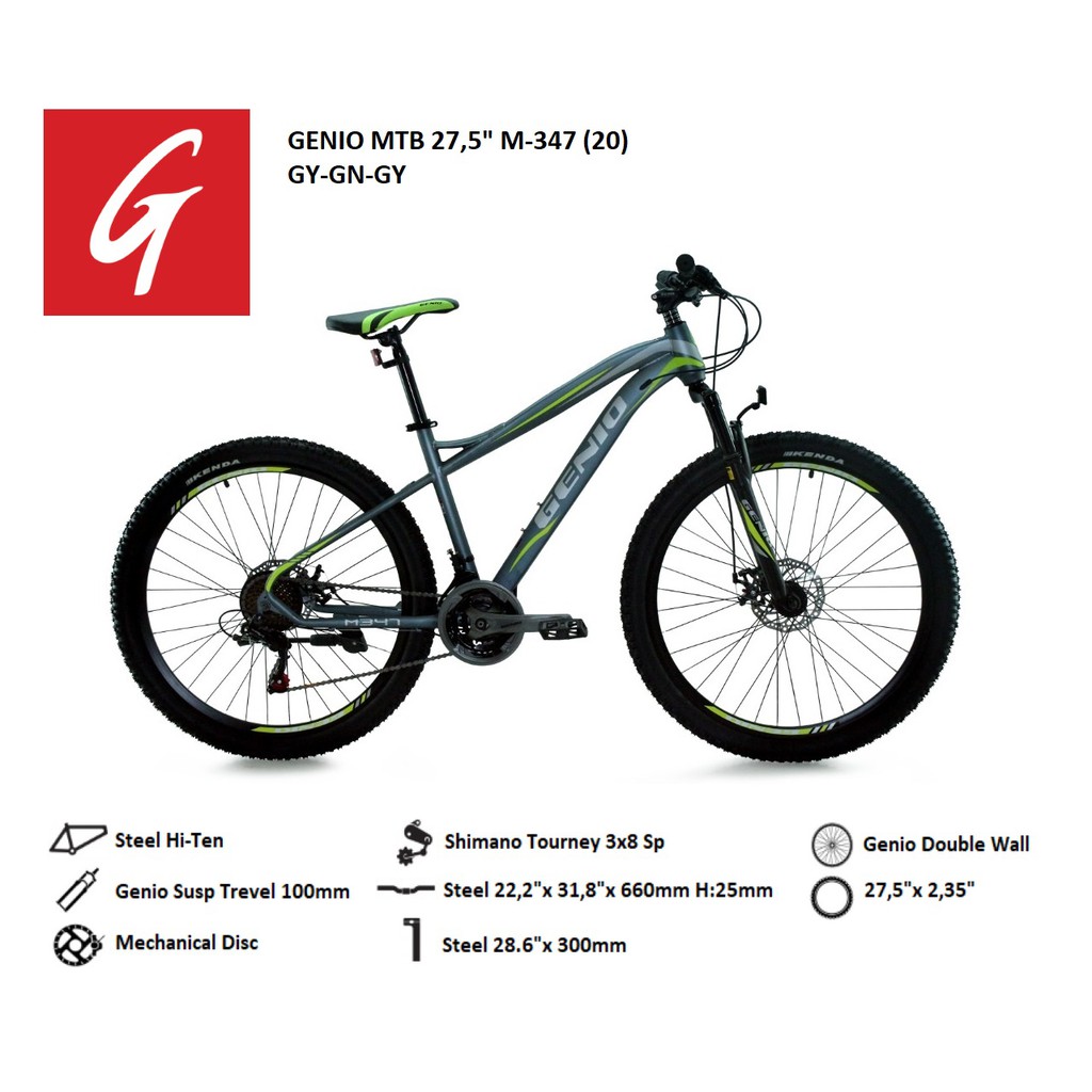 Jual Sepeda Gunung Genio MTB 27,5-24SP G M-347 (20) GY-GN-GY | Shopee ...