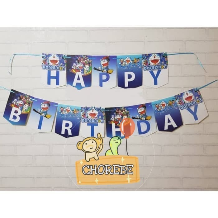 Jual Banner / Bunting Flag Happy Birthday / Ulang Tahun Doraemon ...