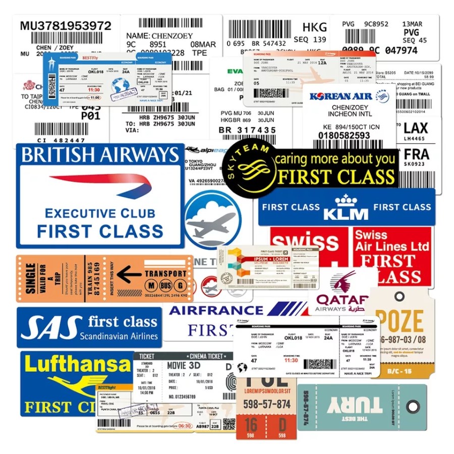 Jual 30 pcs Air Tickets Boarding Pass Stickers | Shopee Indonesia