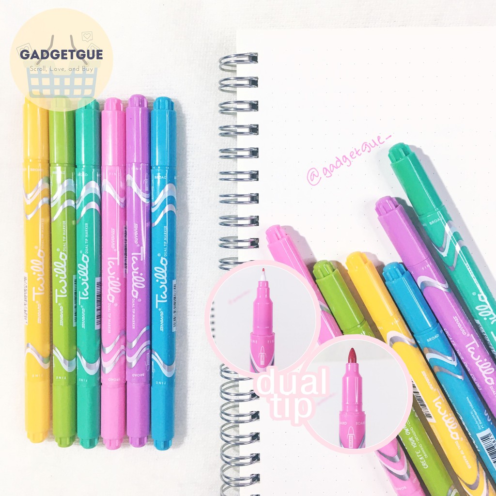 Jual twillo standard dual tip marker warna pastel satuan spidol dual ...