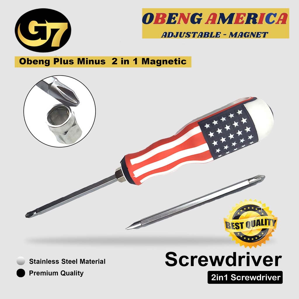 Jual Obeng Besar Bolak Balik Magnet Plus Minus 2in1 Obeng Kembang Pipih ...