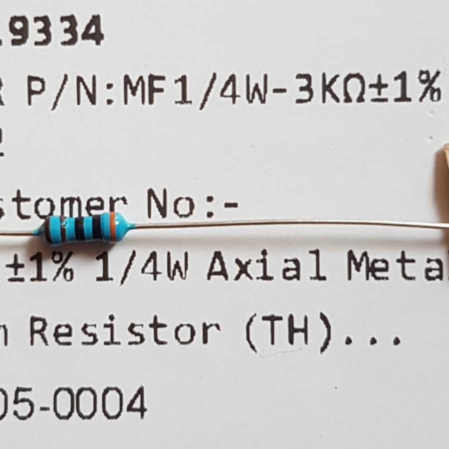 Jual Resistor 3K Ohm 1/4W 1% MF | Shopee Indonesia