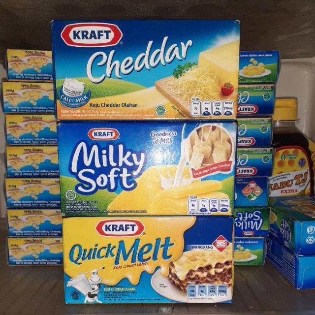 Jual KEJU KRAFT CHEDDAR MOZZA MilkySoft Quick melt 165gr Allin all ...