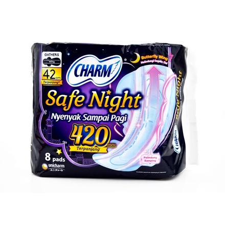 Jual PEMBALUT MALAM CHARM SAFE NIGHT 42 CM PANJANG 8 PADS BUTTERFLY ...