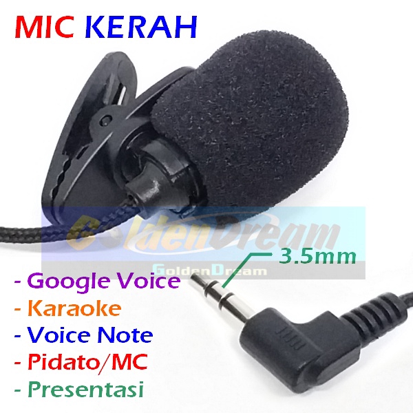 Jual Mic Kerah Kabel Collar Microphone + Clip Jepit Google Voice Laptop ...