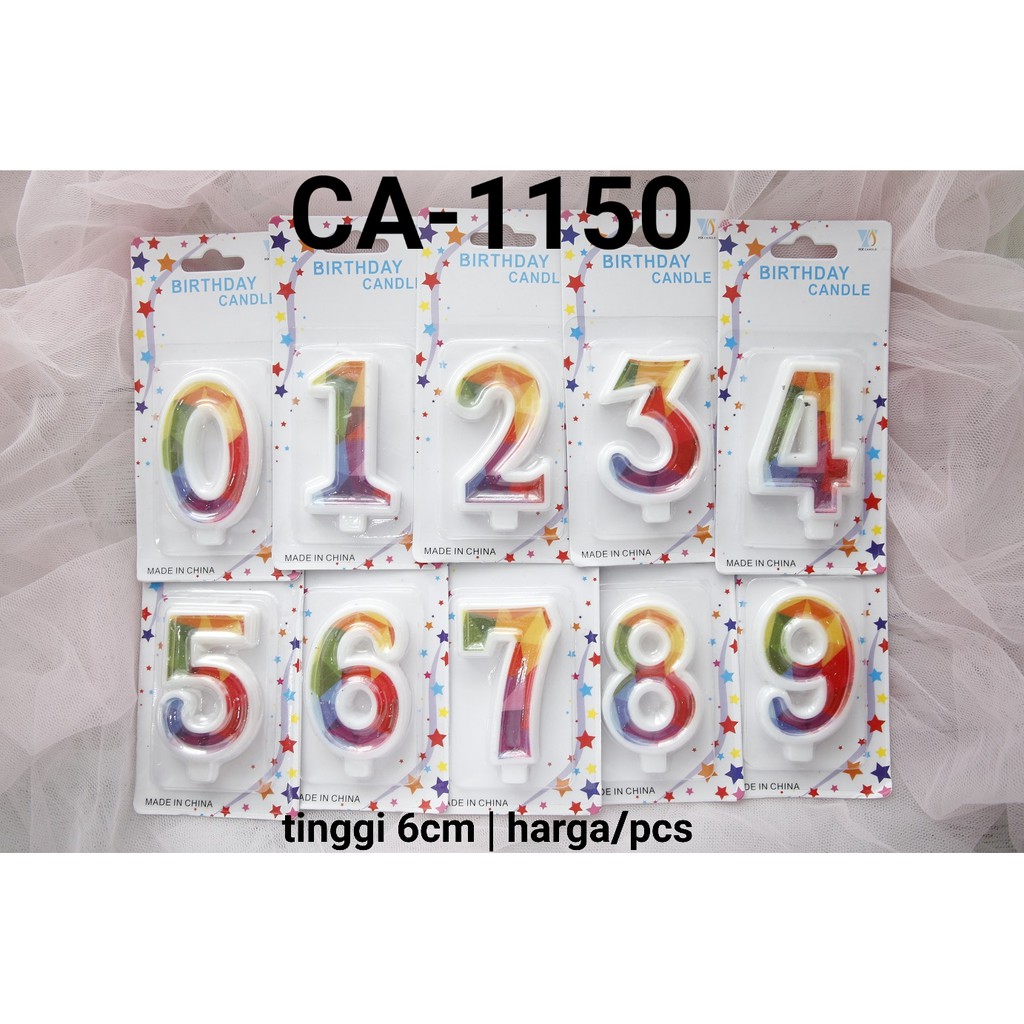 Jual GR-CA-1150 Lilin kue ulang tahun angka putih import motif mozaik yamama baking | Shopee ...