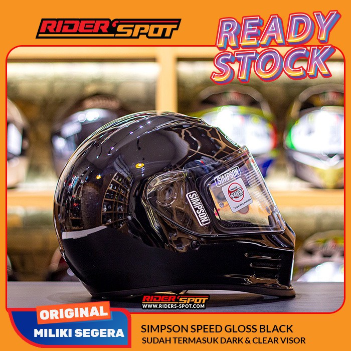 Jual Helm Motor SIMPSON Speed Bandit Gloss Black Full Face Helmet ...