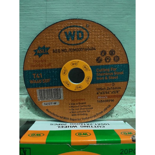 Jual Batu Grenda Gerinda potong cutting WD 105x1.2x16mm murah | Shopee ...