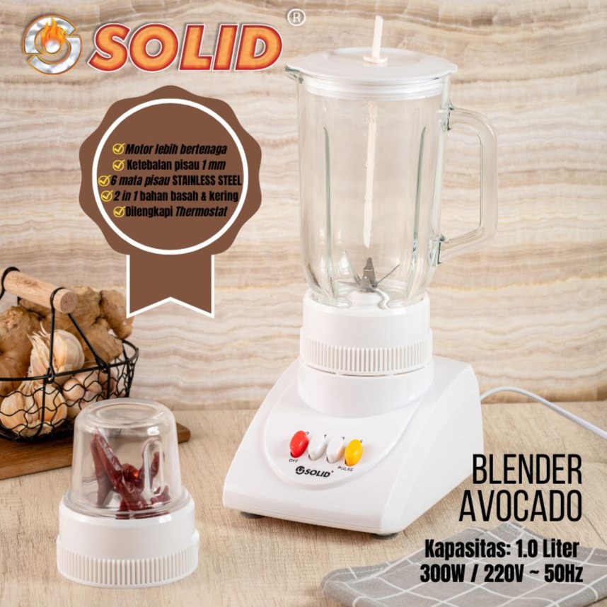 Jual Blender SOLID Avocado Kaca 2 Tabung Blender 2 in 1 blender | Shopee Indonesia