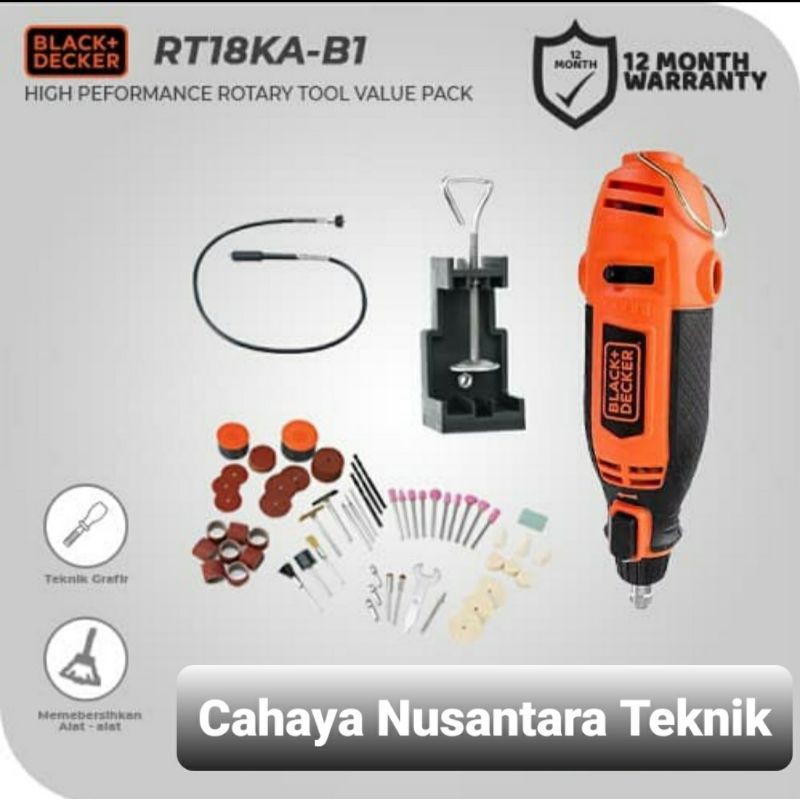 Jual Black & Decker Mini Grinder RT18KA 3.2mm Rotary Tool Set | Shopee ...