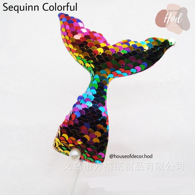 Jual Topper Mermaid Tail Glitter / Sequinn Kue Bentuk Ekor Duyung Bahan ...