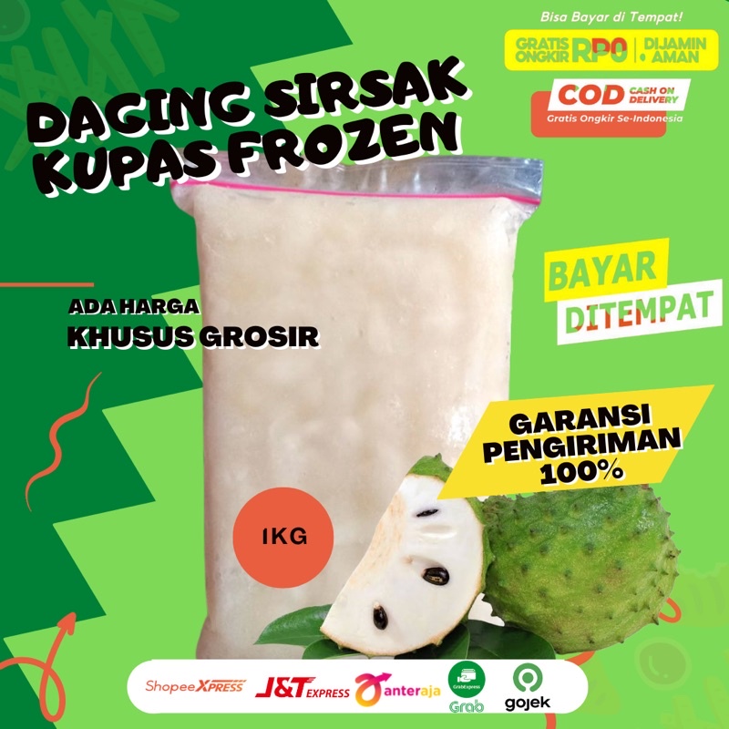 Jual PROMO! GROSIR DAGING SIRSAK KUPAS BEKU FROZEN SOURSOP 1KG BUAH ...
