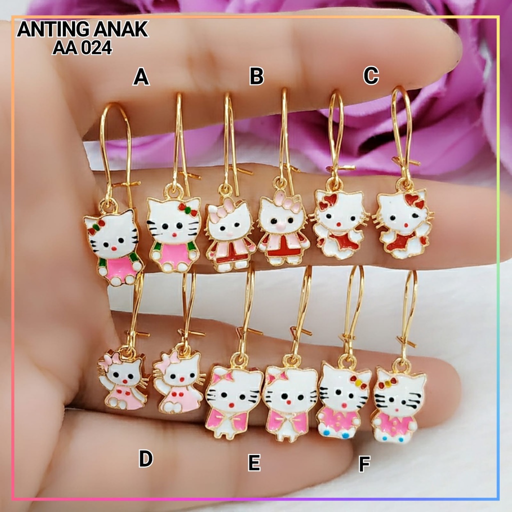 Jual Anting xuping anting anak karakter hello kitty pink lucu perhiasan anak lapis emas gold AA ...