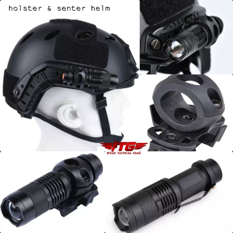 Jual senter untuk di helm (helm tidak termasuk) 1set sudah dengan ...