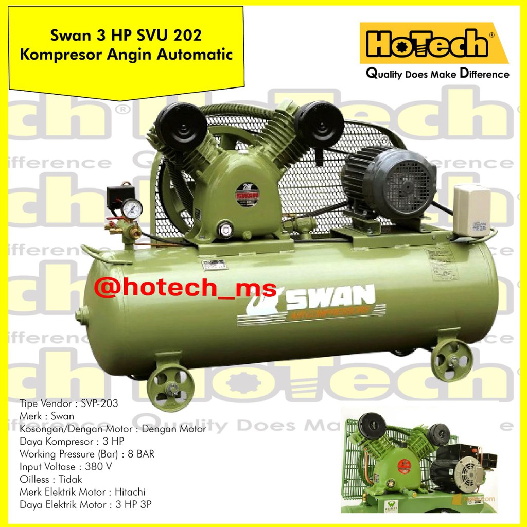 Jual Swan Kompresor Angin 2 Hp | Air Compressor Swan 2 Hp Tanki 85 ...