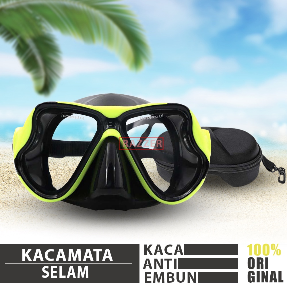 Jual Kacamata Selam Laut + Penutup Kuping Scuba Diving Tempered Glass ...
