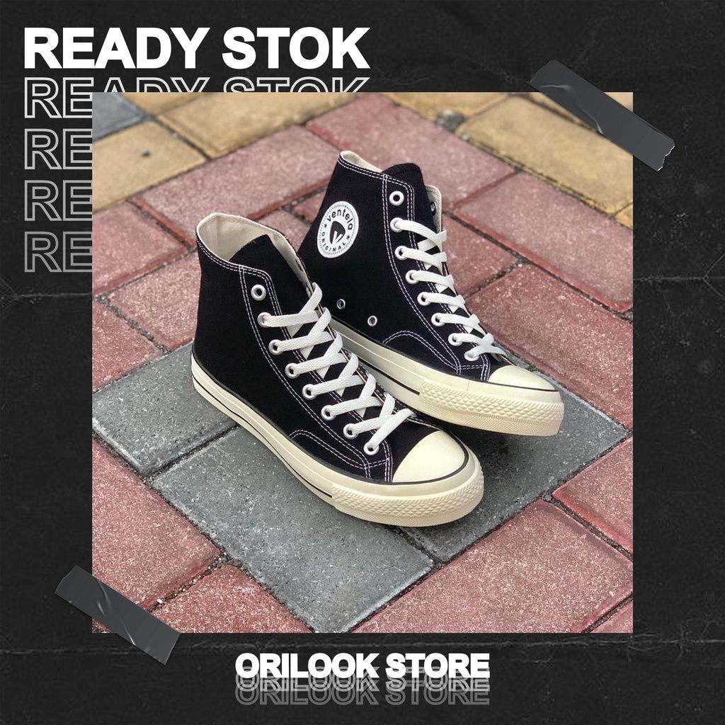 Jual Sepatu Ventela Back To 70's BTS High Black Natural - Sneakers ...
