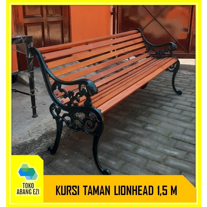 Jual Kursi Kayu - Kursi Taman Besi Cor Dudukan Kayu Jati Panjang 150 Cm ...