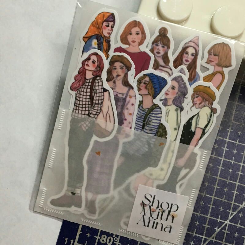 Jual Sticker Aesthetic | 10 pcs OOTD Girls Illustration Stickers Vol. 1 ...