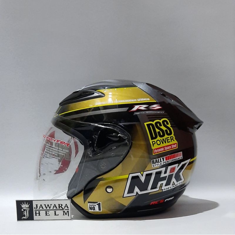 Jual HELM NHK R6 RALLY MOTIF BLACK GOLD GLOSY | Shopee Indonesia