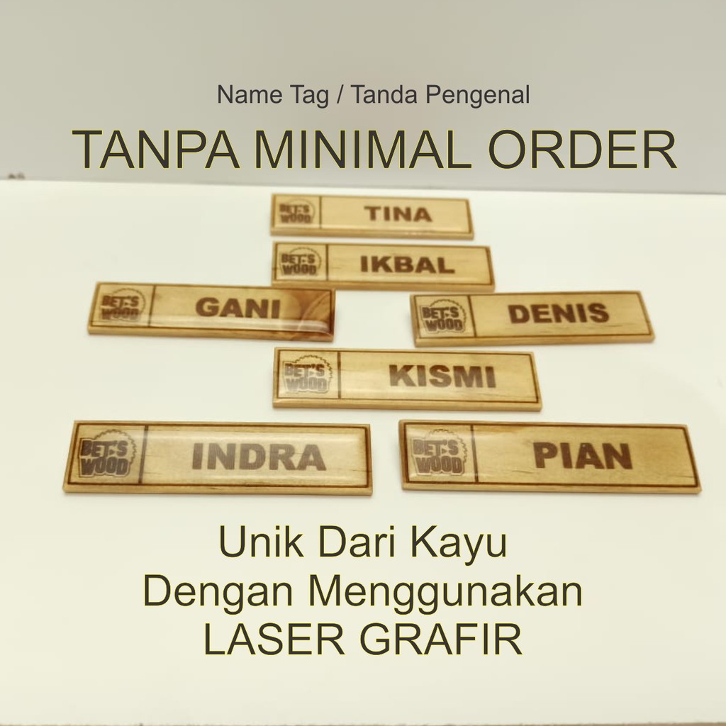 Jual Name tag Kayu. tanda pengenal kayu - id card kayu | Shopee Indonesia