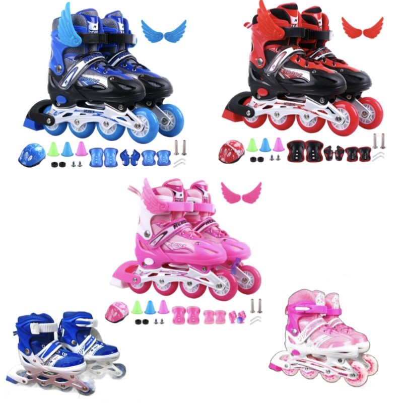 Jual SEPATU RODA BERSAYAP SINGLE FLASH LENGKAP PENGAMAN LUTUT,SIKU ...