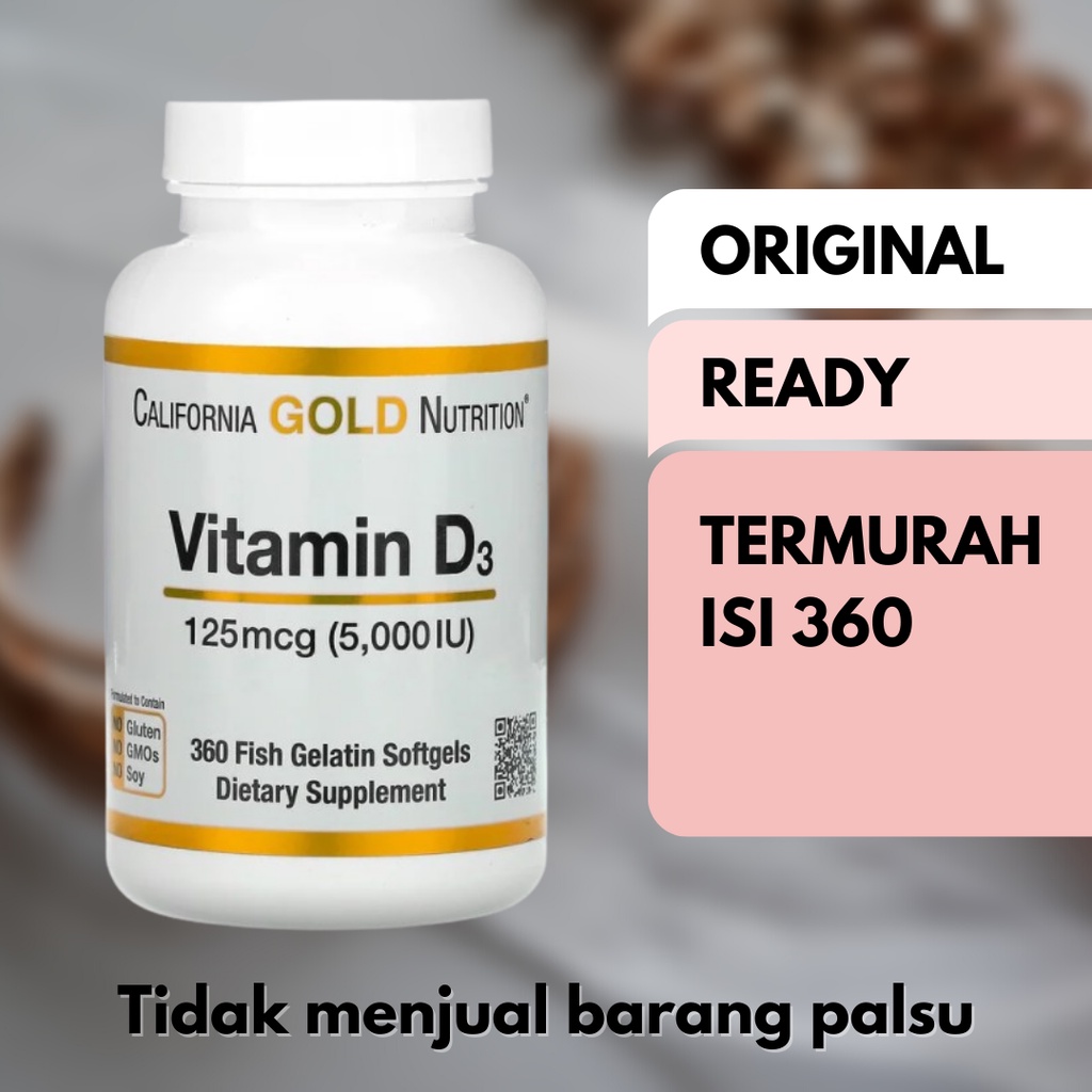 Jual California Gold Nutrition Vitamin D3 5000 iu isi 360 softgels ...