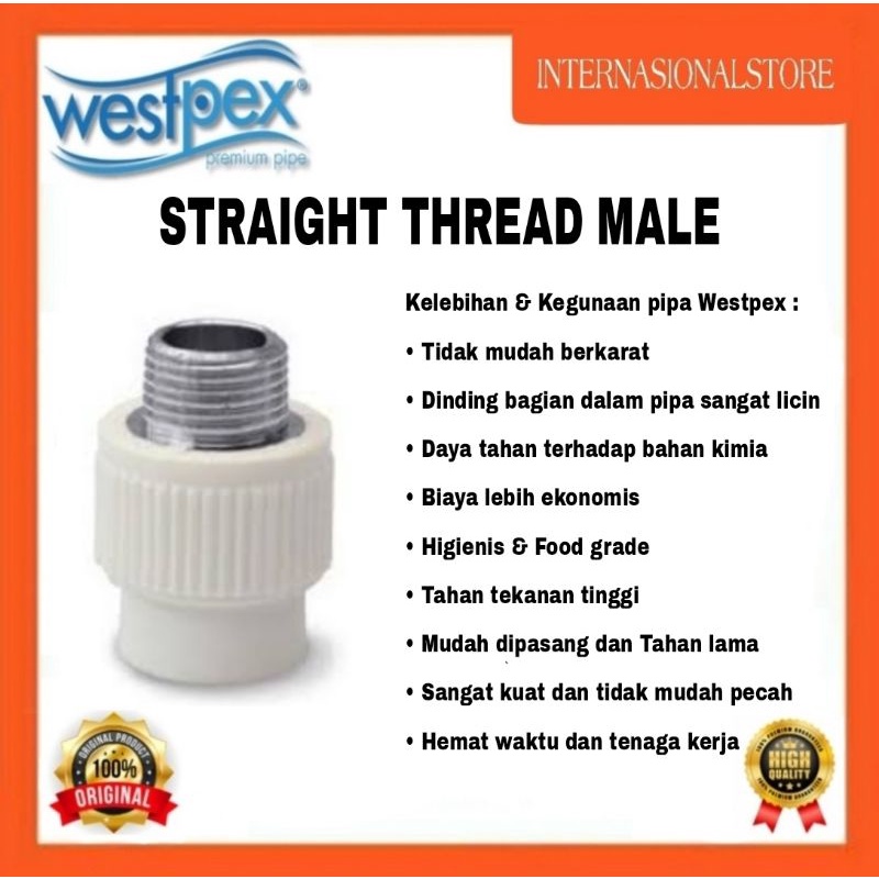 Jual Fitting pipa PPR Westpex Straight Thread Male Socket S32-1M (Sock ...