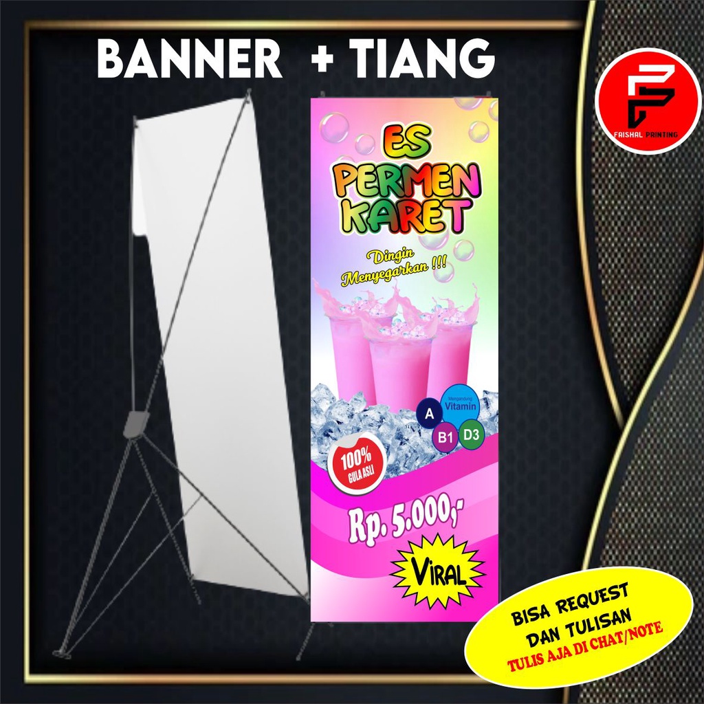 Jual Banner kustom + tiang / X Banner Fullset Ukuran 60 x 160 cm ...