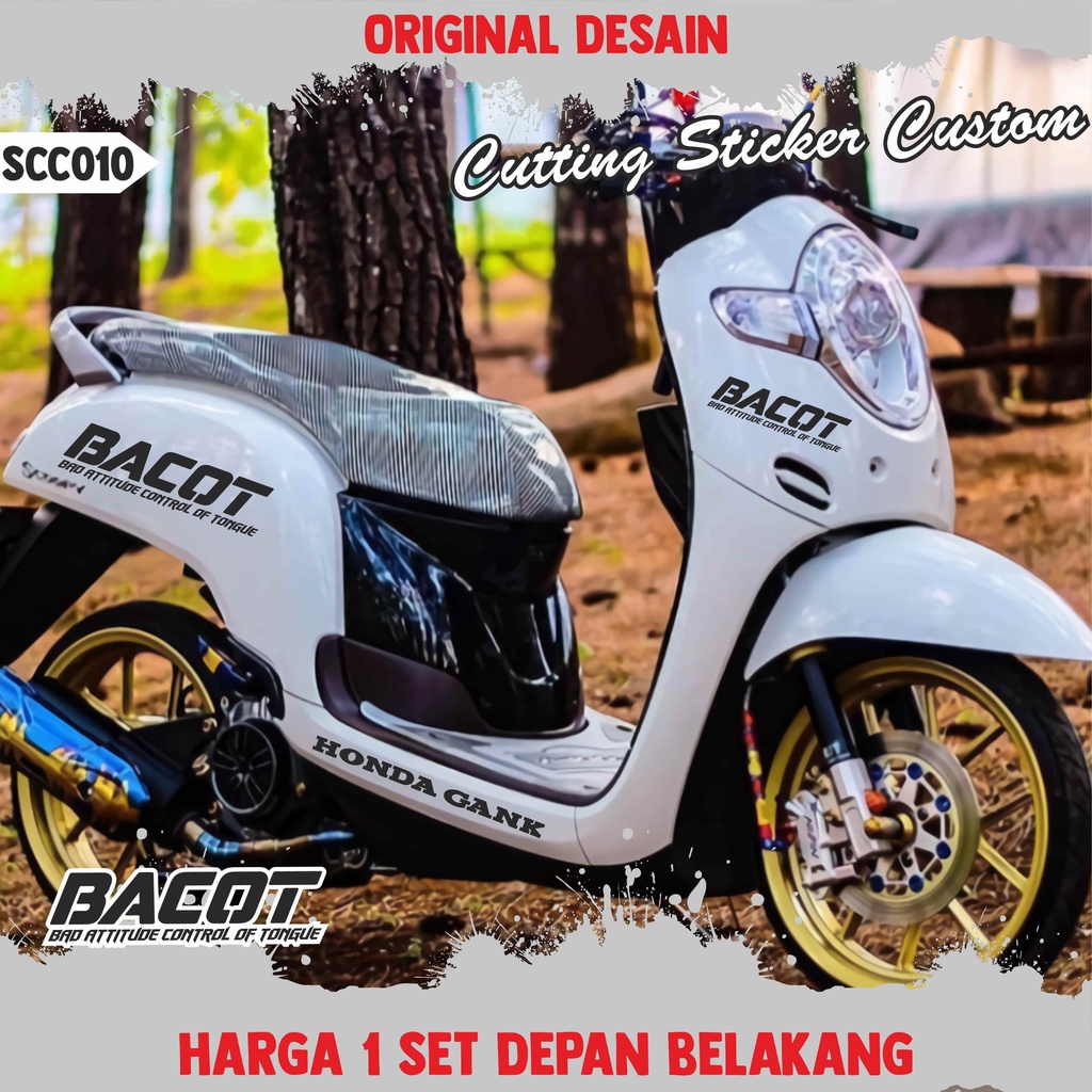 Jual Bisa Custom Nama / Cutting Stiker Scoopy / Sticker Scoopy BACOT ...