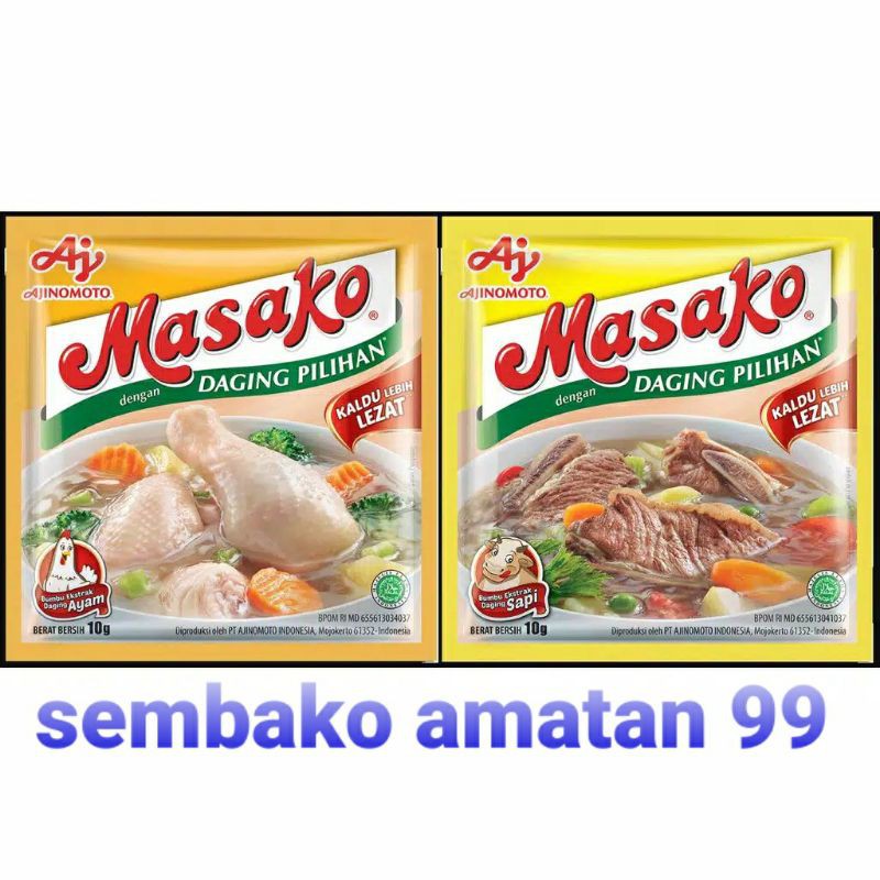 Jual Masako Rasa Ayam & Masako Rasa Sapi 10 Gram 1 Renceng 12 Saset ...