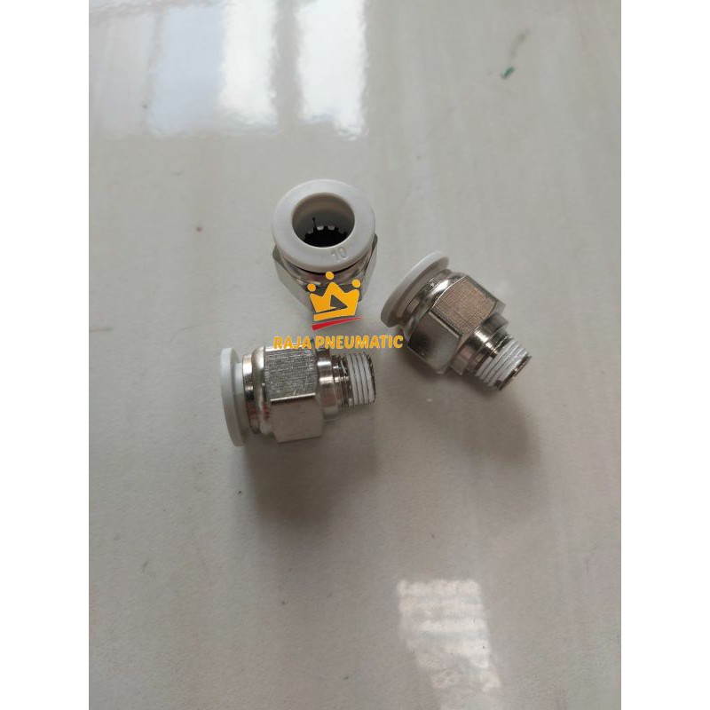 Jual FITTING NEPEL ANGIN PUTIH LURUS PC 10-01 SELANG 10MM DRAT 1/8 | Shopee Indonesia