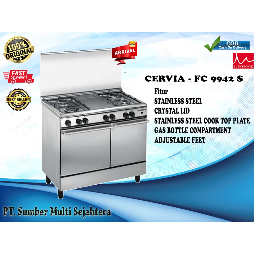 Jual MODENA FC9942S Kompor Freestanding 4 Tungku + Oven CERVIA - FC ...