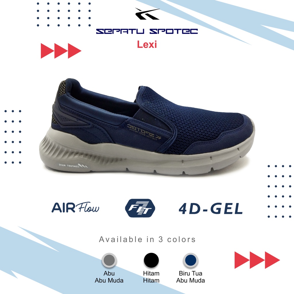 Jual SPOTEC Sepatu Walking LEXI Biru Tua - Abu Muda | Shopee Indonesia