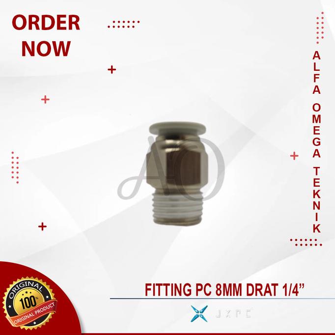 Jual FITTING LURUS PNEUMATIC 8MM DRAT MALE 1/4 INCH NEPEL SELANG PC 08-02 alfaom364 Diminati ...