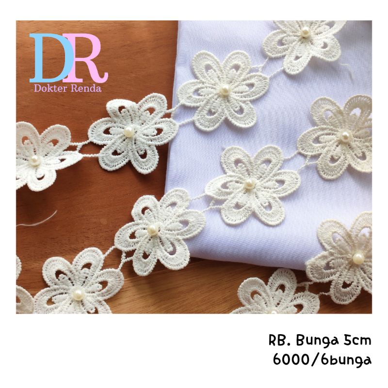 Jual RENDA BUNGA BROKEN WHITE 5cm maaf ada kenaikan harga | Shopee ...