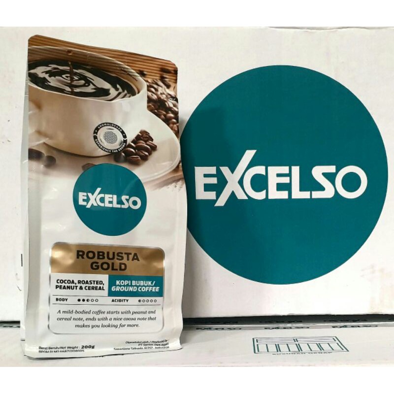 Jual Excelso Kopi Robusta Gold Bubuk 200gram | Shopee Indonesia