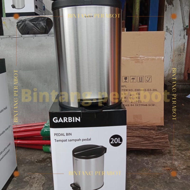 Jual GARBIN - Tempat Sampah injak Injek Pedal Stainless 5 7 12 20 30 Liter + Ember / Tong Sampah ...