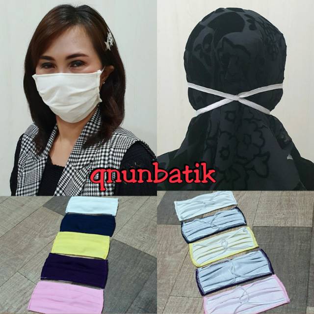 Jual QNUNBATIK MASKER KAIN NON MEDIS POLOS HIJAB (1 PAK isi 6pcs ...