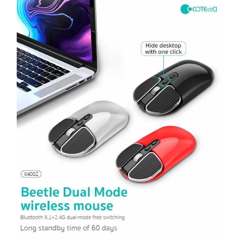 Jual MOUSE WIRELESS BLUETOOTH BEETLE DUAL MODE COTECI ORIGINAL | Shopee ...